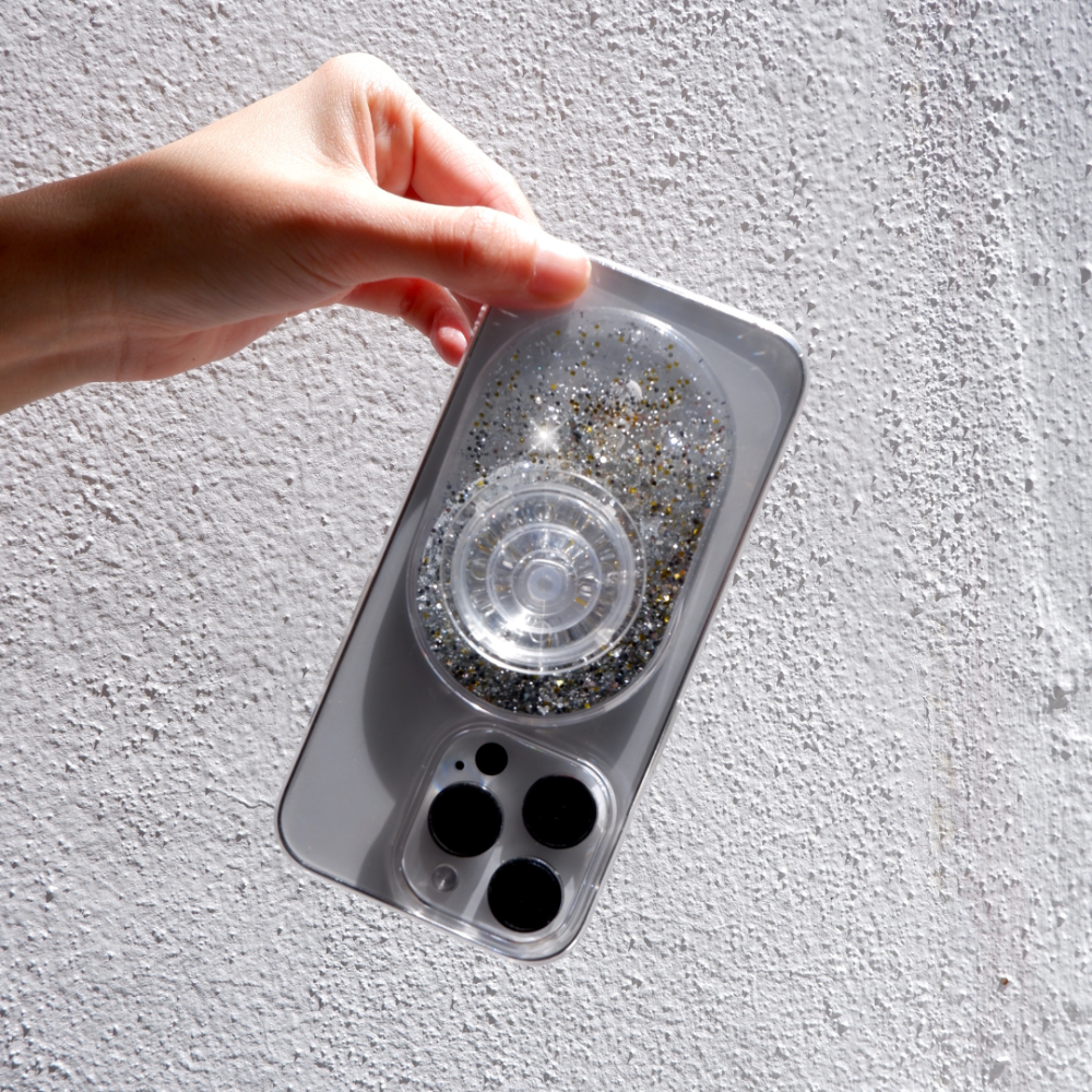 Sparkle Silver MagSafe Grip | Protective & Custom iPhone Cases