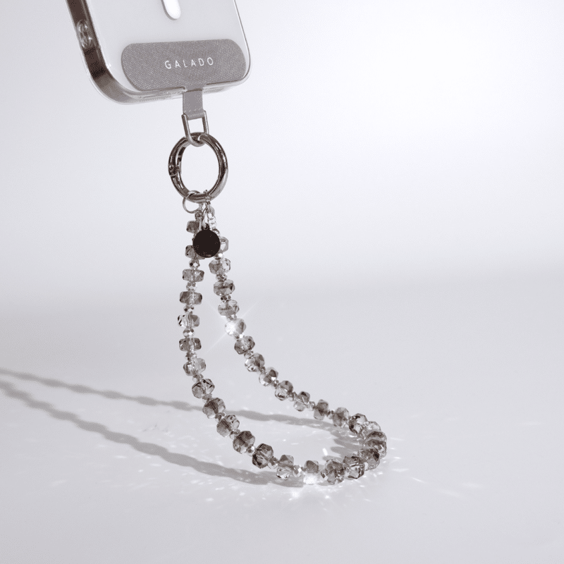 Mini Luxe Chrome Phone Charm — Silver Crystal | GALADO